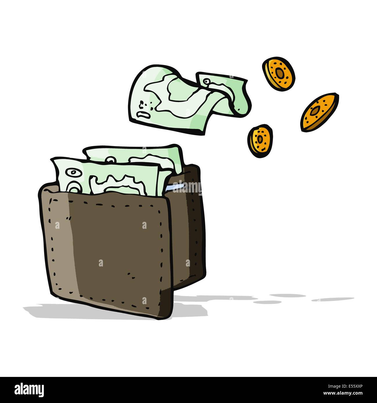 cartoon wallet spilling money Stock Vector Image & Art - Alamy