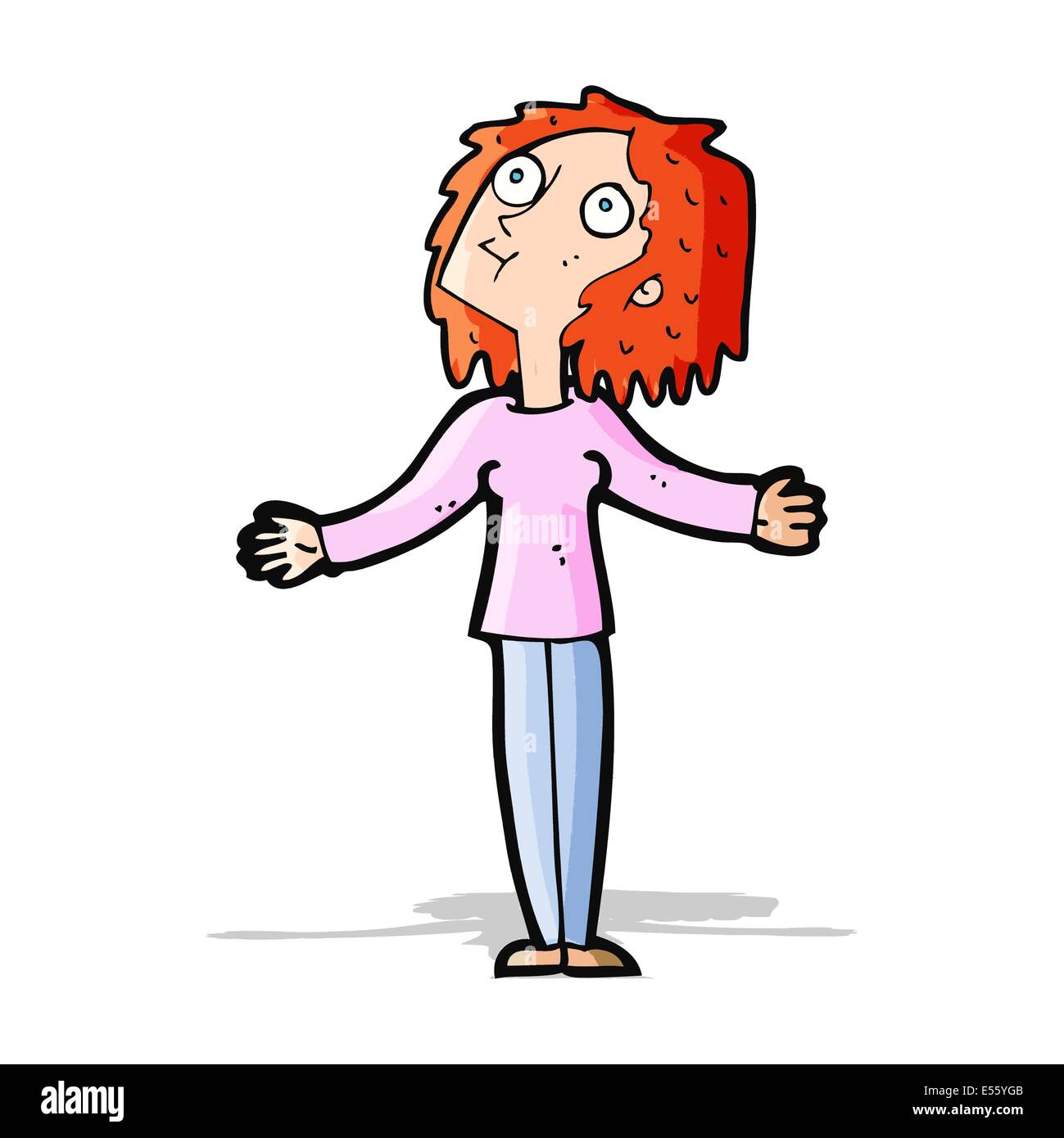 cartoon curious woman looking upwards Stock Vector Image & Art - Alamy
