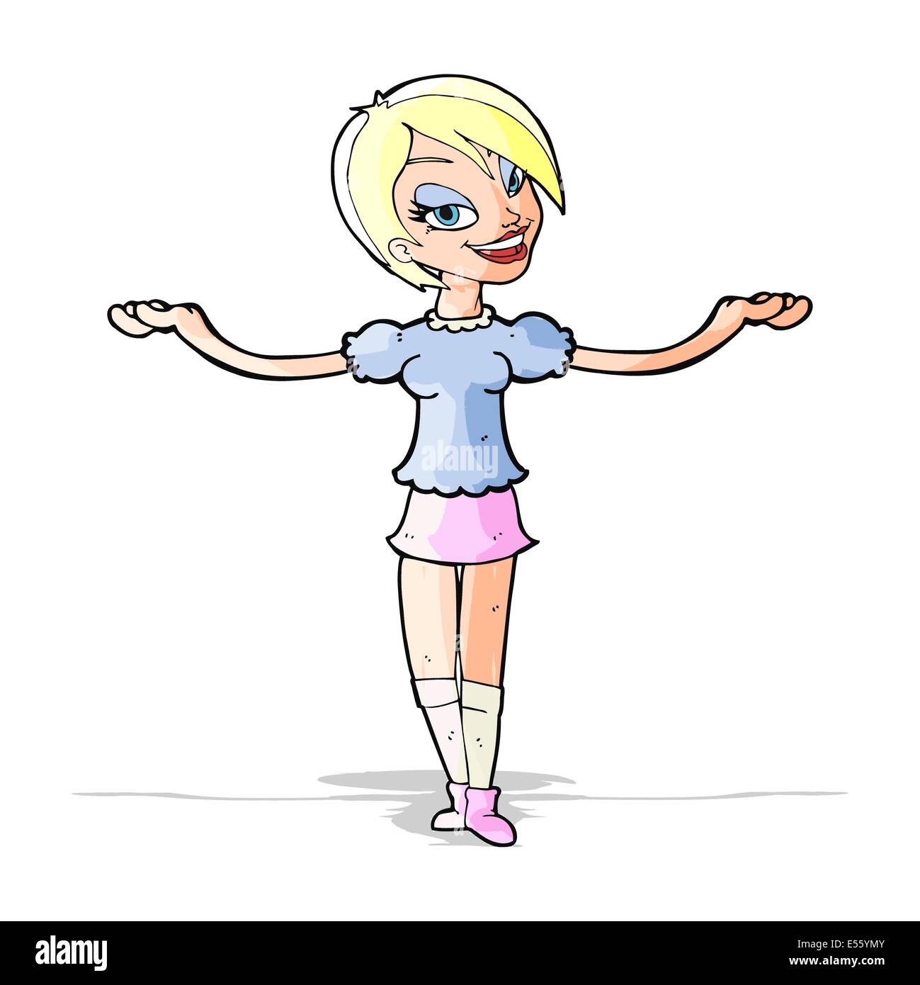 cartoon woman making open arm gesture Stock Vector Image & Art - Alamy