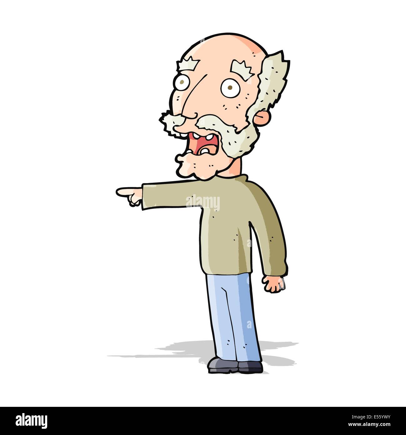 cartoon scared old man pointing Stock Vector Image & Art - Alamy