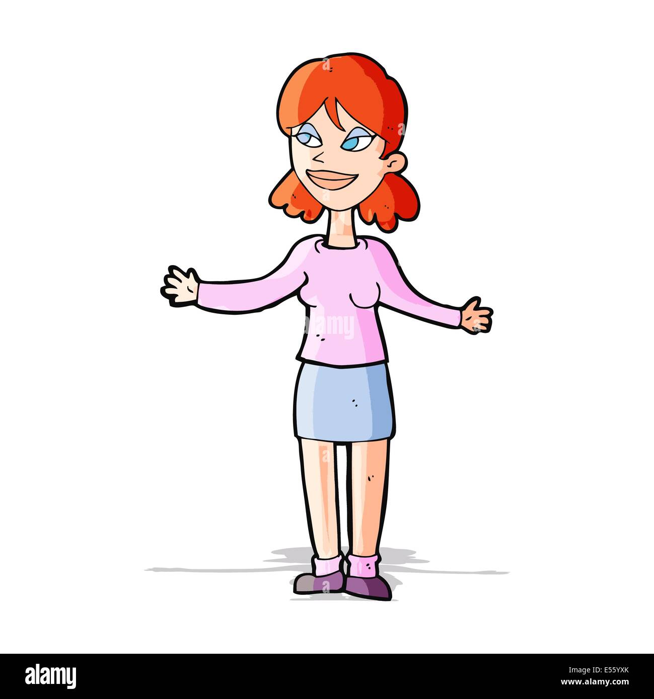 cartoon happy woman shrugging shoulders Stock Vector Image & Art - Alamy