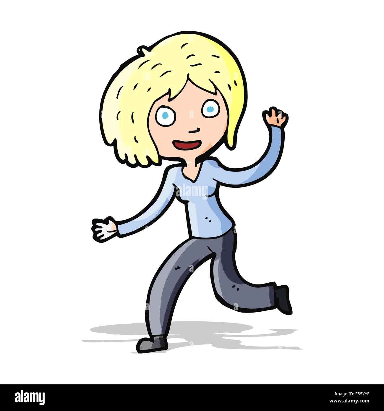 cartoon happy waving girl Stock Vector Image & Art - Alamy