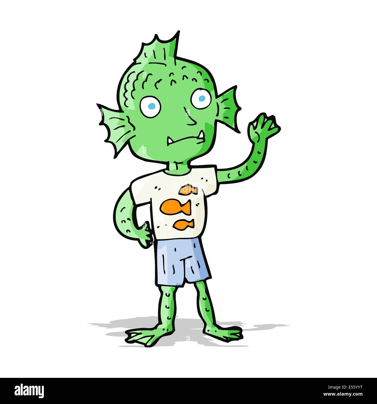 cartoon waving fish boy Stock Vector Image & Art - Alamy