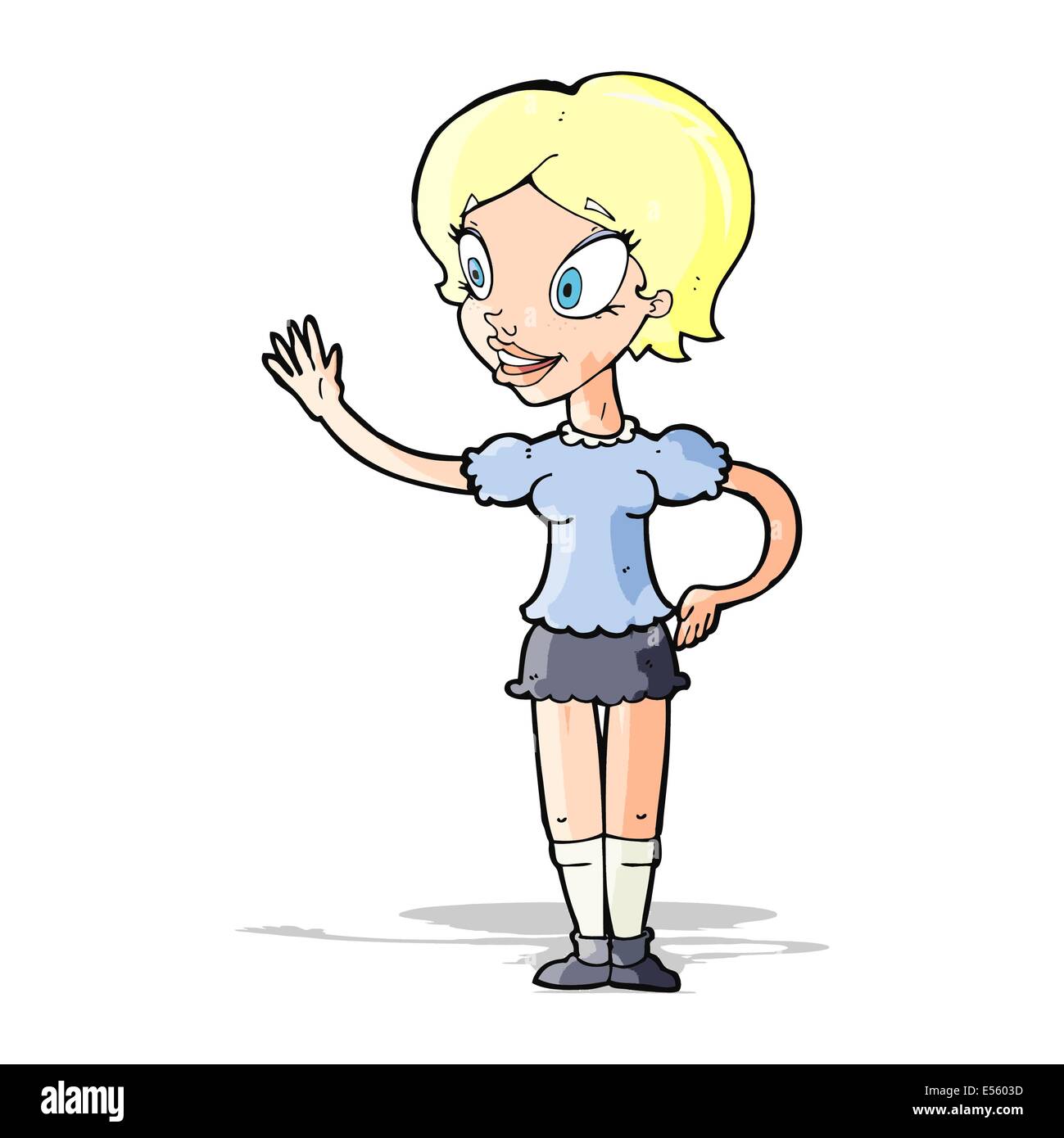 cartoon waving woman Stock Vector Image & Art - Alamy