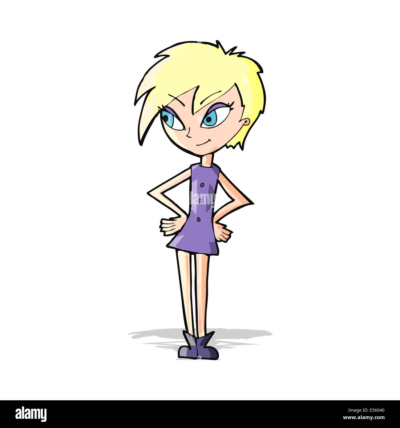 cartoon girl with hands on hips Stock Vector Image & Art - Alamy