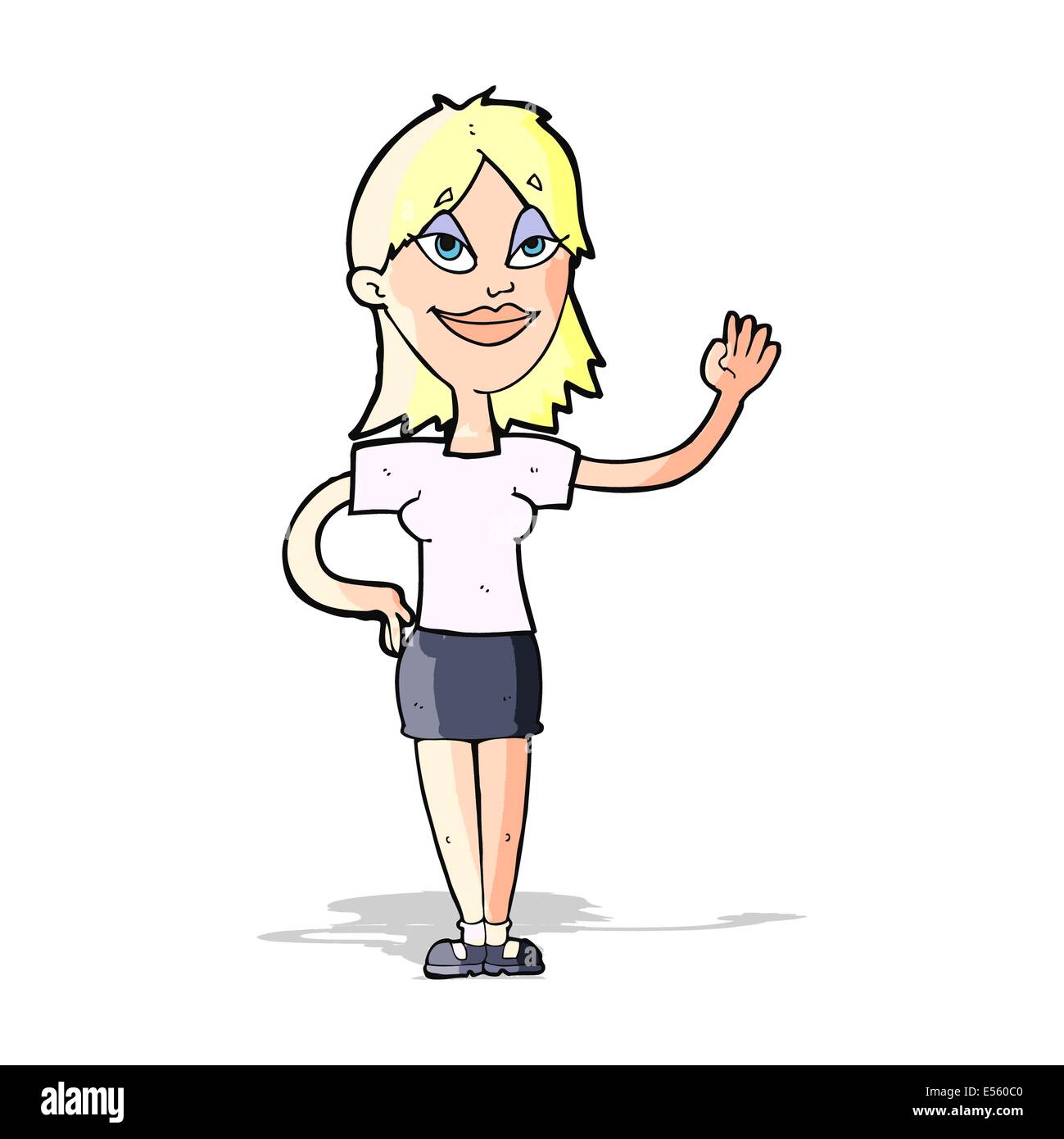 cartoon woman waving Stock Vector Image & Art - Alamy
