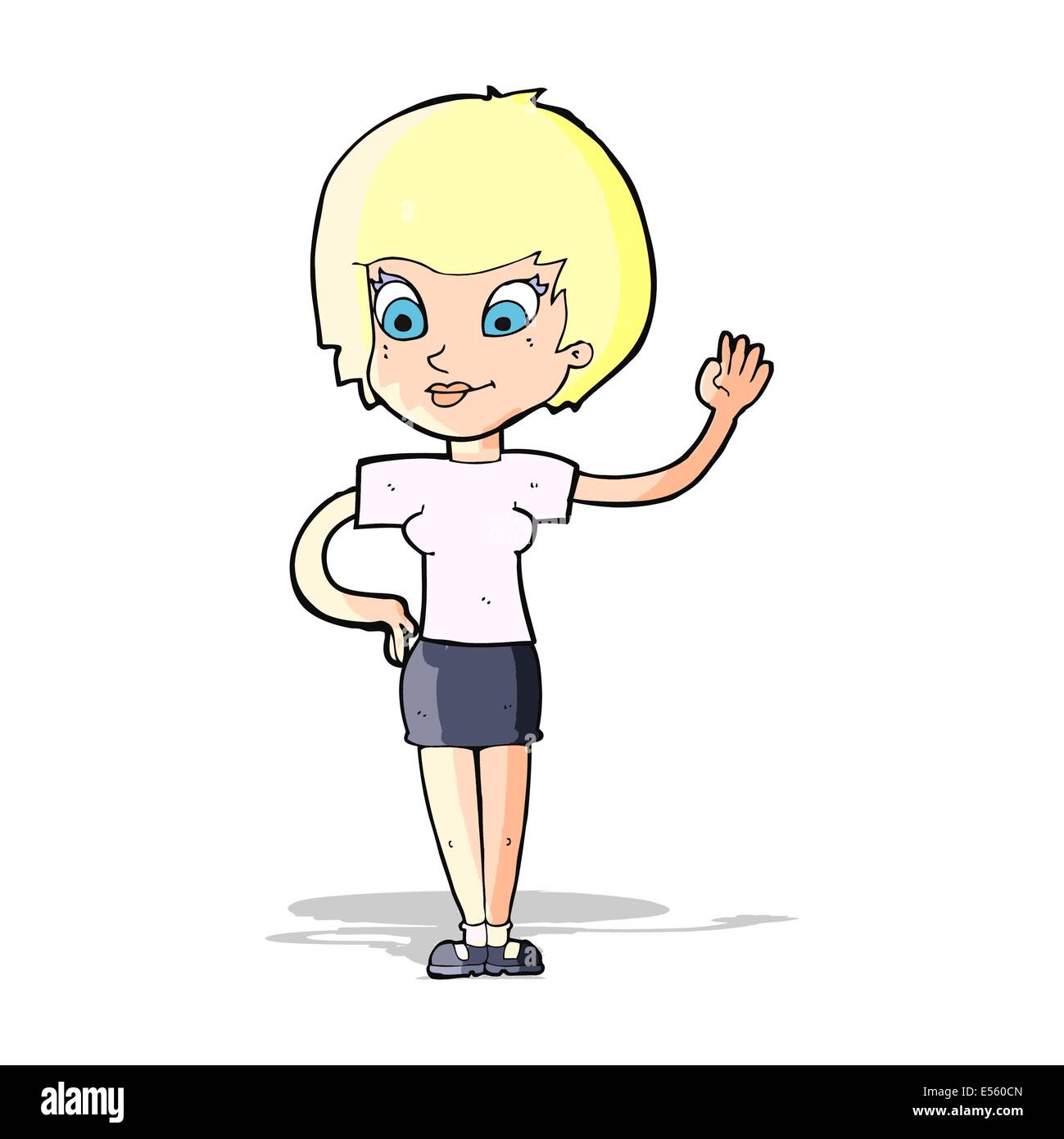 cartoon woman waving Stock Vector Image & Art - Alamy