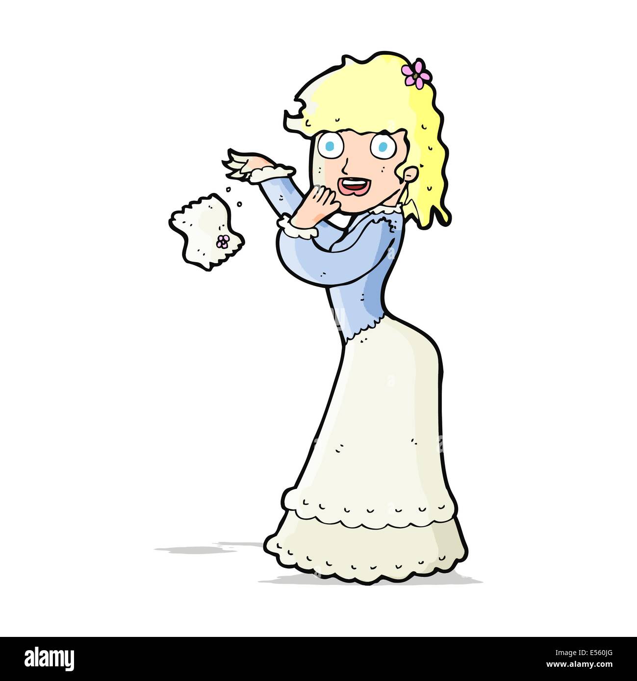 cartoon victorian woman dropping handkerchief Stock Vector Image & Art ...
