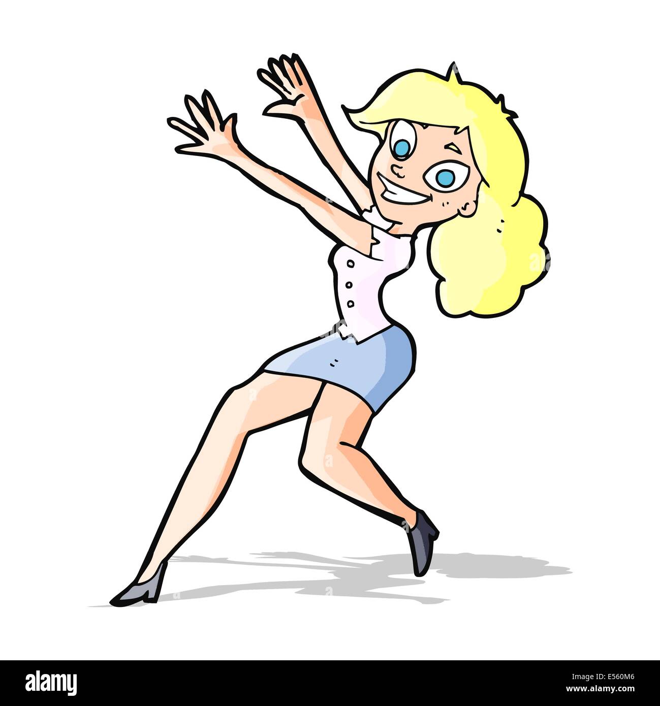 cartoon happy woman jumping Stock Vector Image & Art - Alamy
