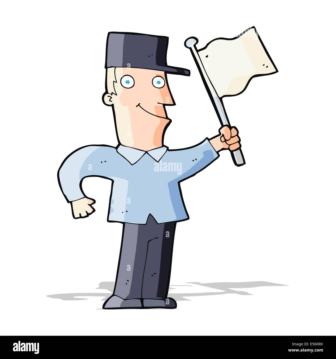 cartoon man waving flag Stock Vector Image & Art - Alamy