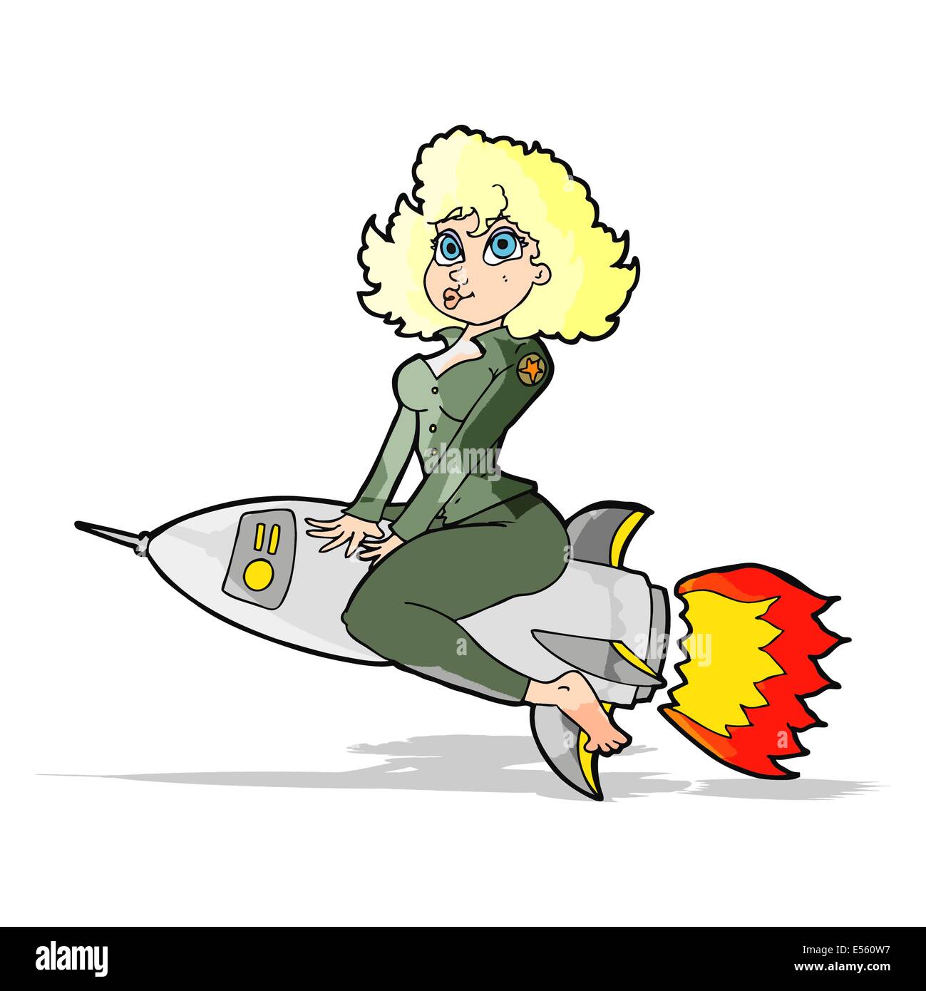 cartoon army pin up girl riding missile Stock Vector Image & Art - Alamy