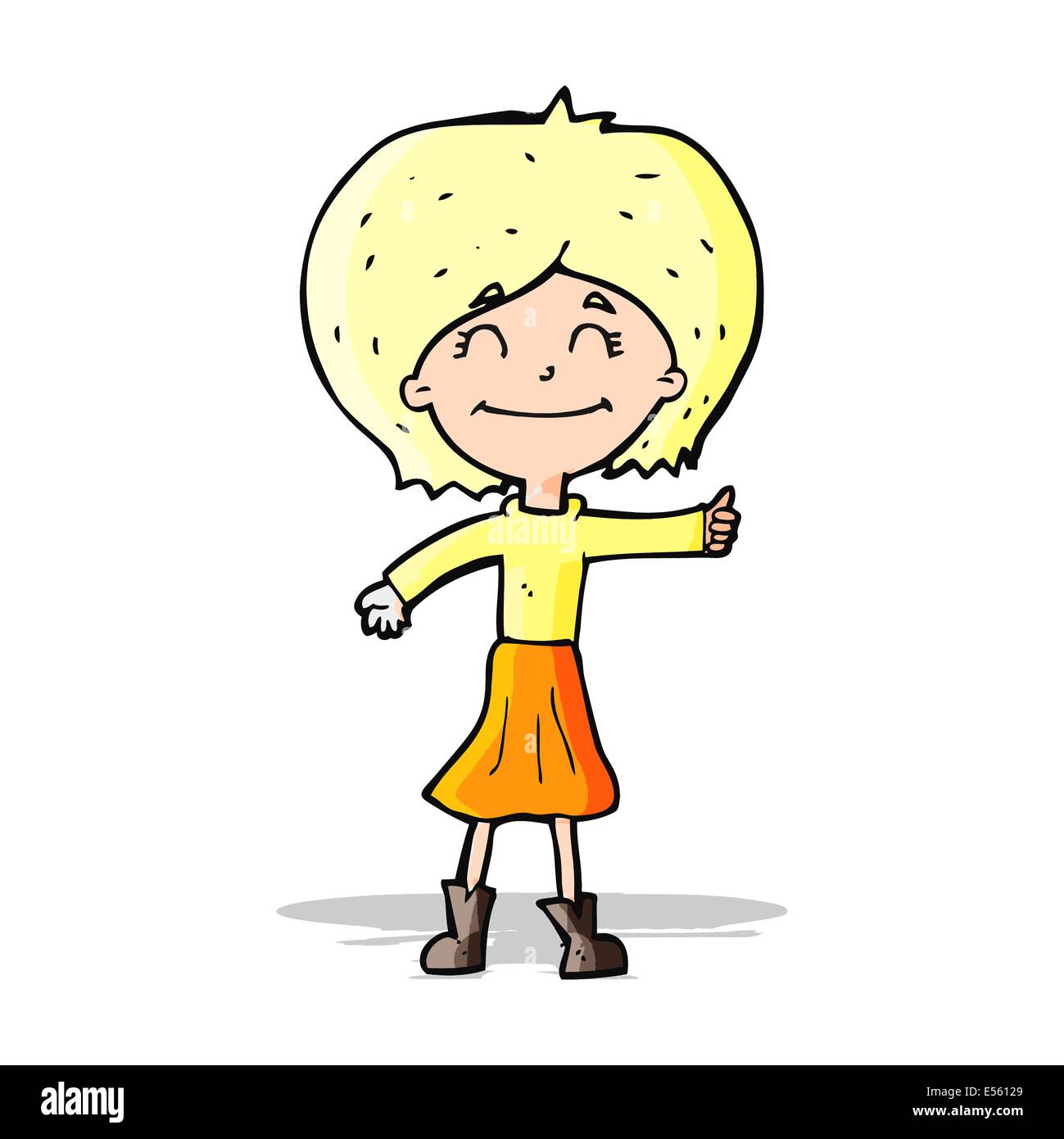 cartoon happy girl giving thumbs up symbol Stock Vector Image & Art - Alamy