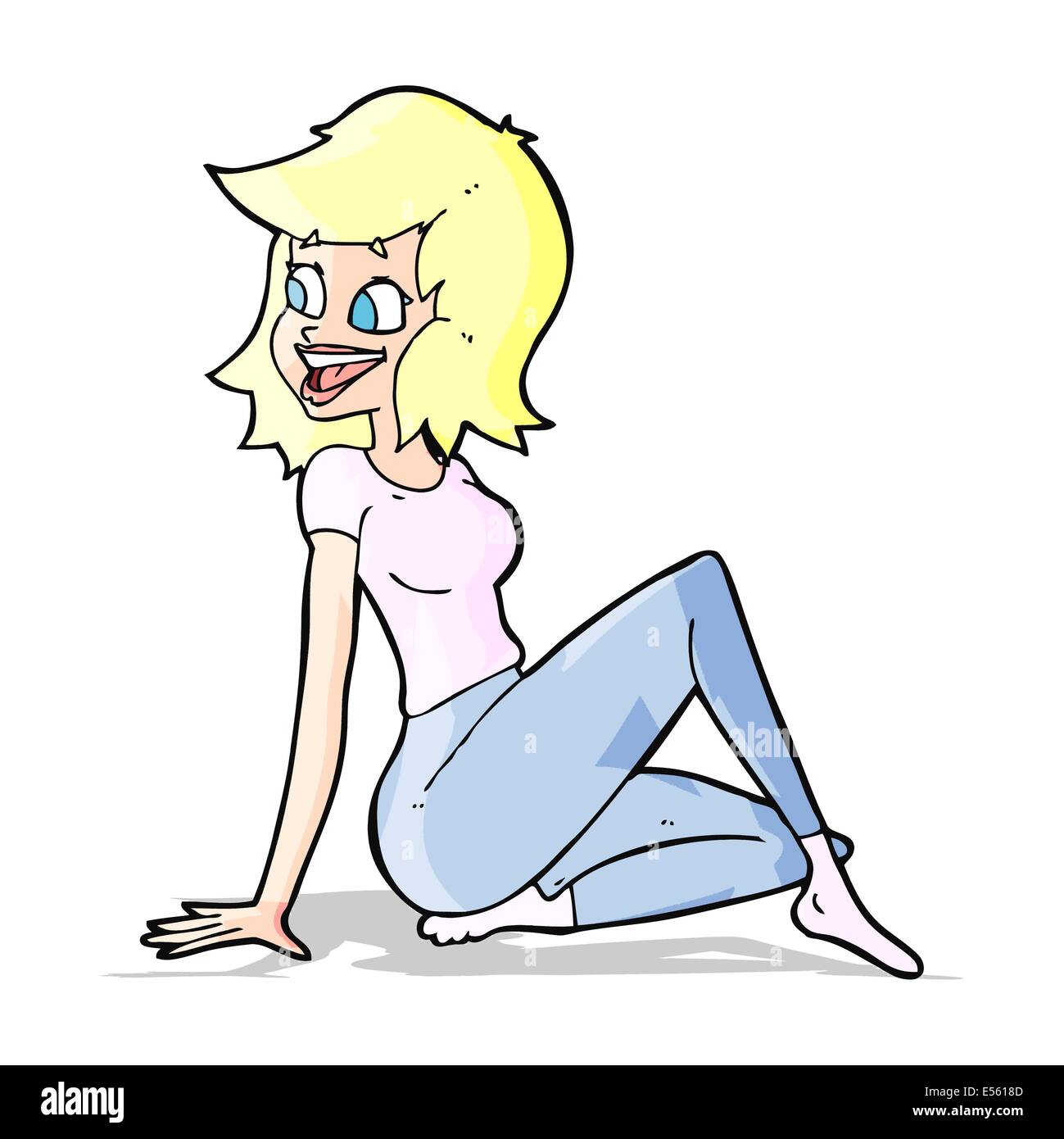 cartoon pretty woman looking happy Stock Vector Image & Art - Alamy
