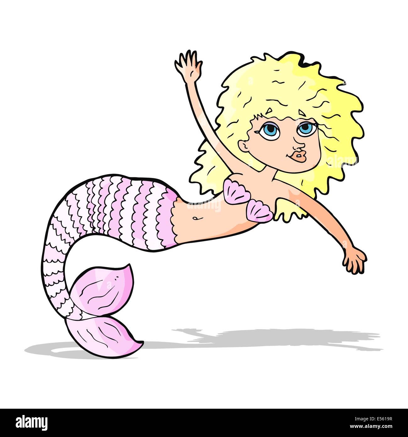cartoon pretty mermaid waving Stock Vector Image & Art - Alamy