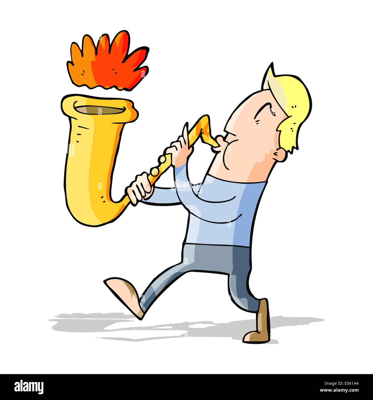 cartoon man blowing saxophone Stock Vector Image & Art - Alamy