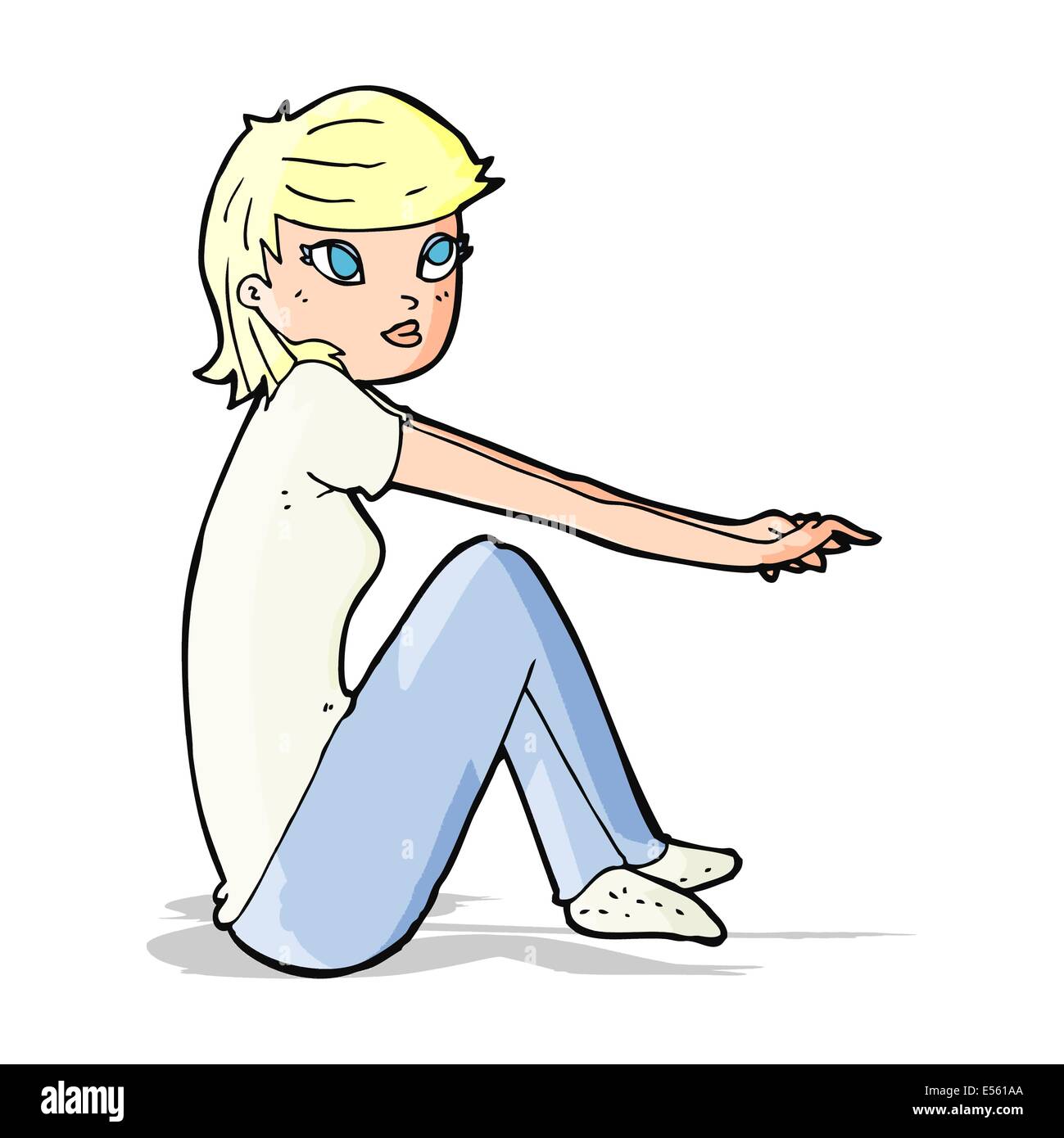 cartoon pretty girl sitting Stock Vector Image & Art - Alamy