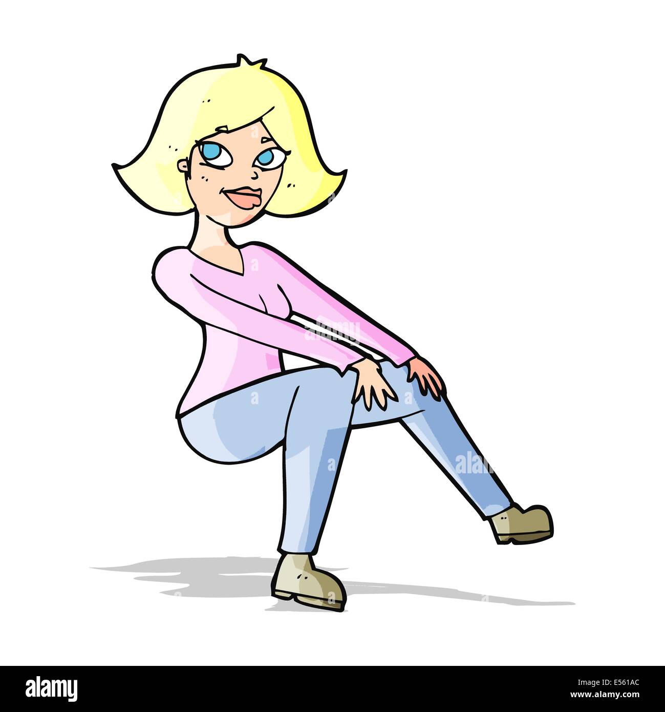 cartoon happy woman sitting Stock Vector Image & Art - Alamy