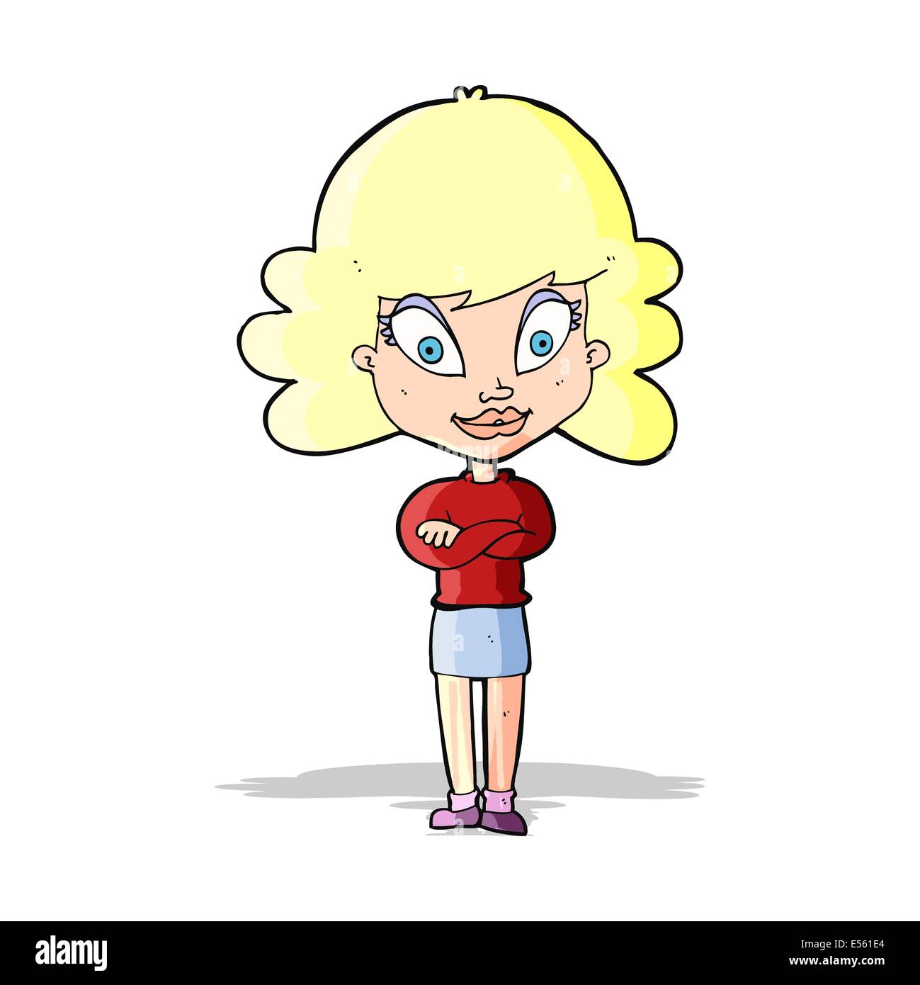cartoon happy woman with folded arms Stock Vector Image & Art - Alamy