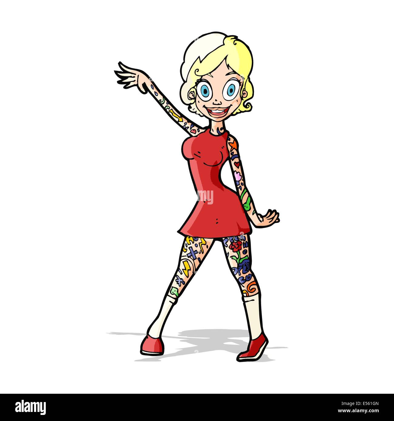 cartoon woman with tattoos Stock Vector Image & Art - Alamy