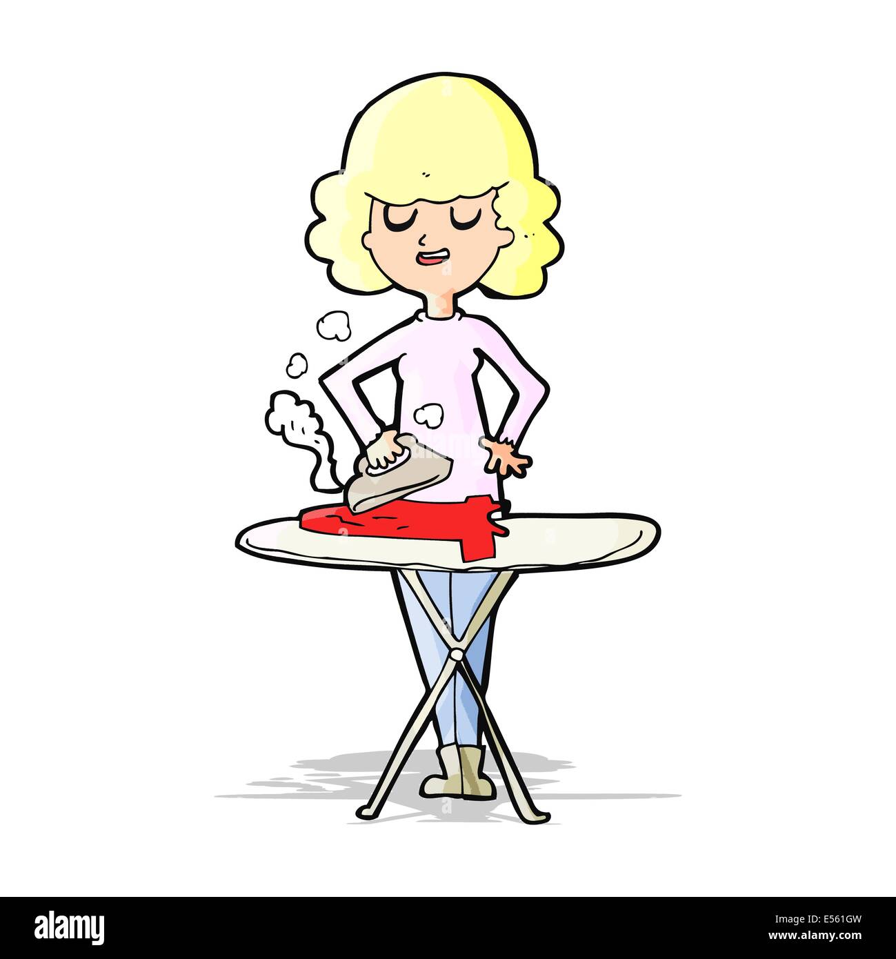 cartoon woman ironing Stock Vector Image & Art - Alamy