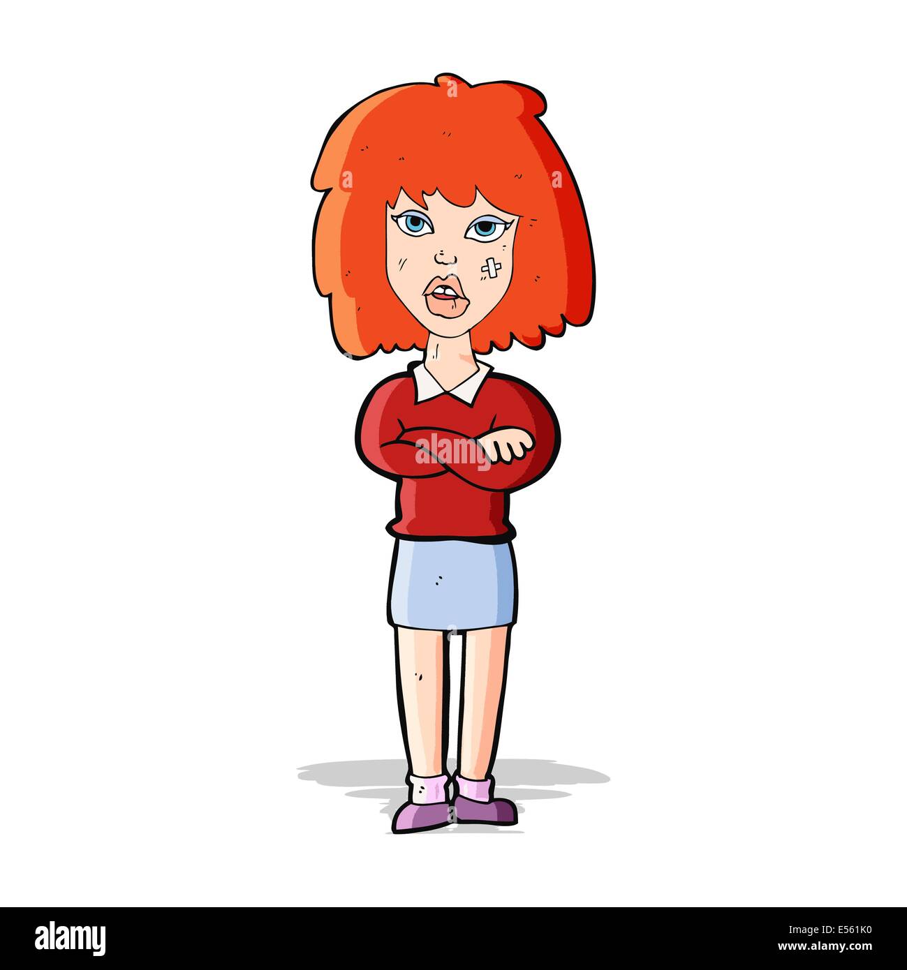 cartoon tough woman with folded arms Stock Vector Image & Art - Alamy