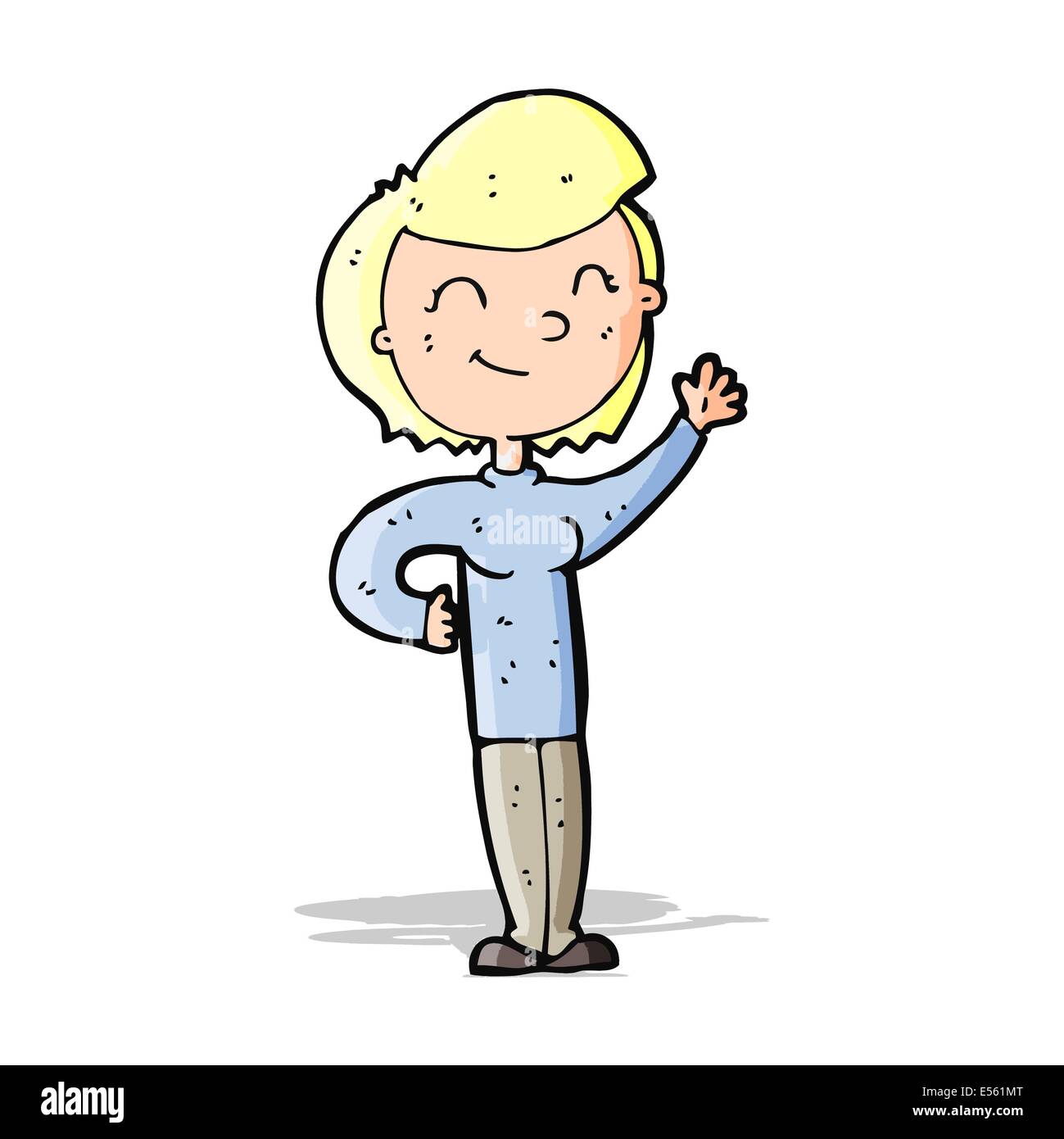 cartoon friendly waving woman Stock Vector Image & Art - Alamy