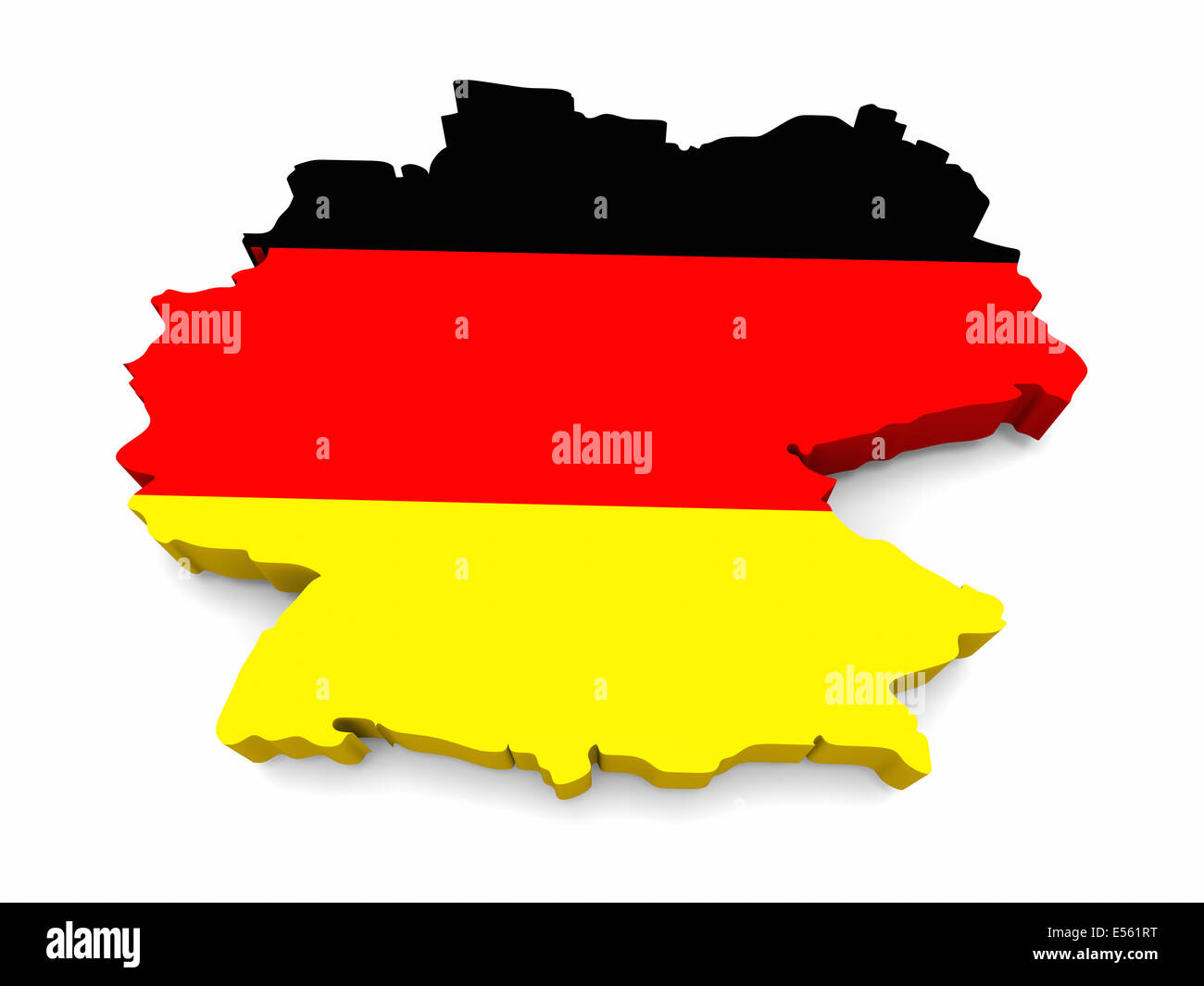 German flag in the shape of the country, isolated on white background ...