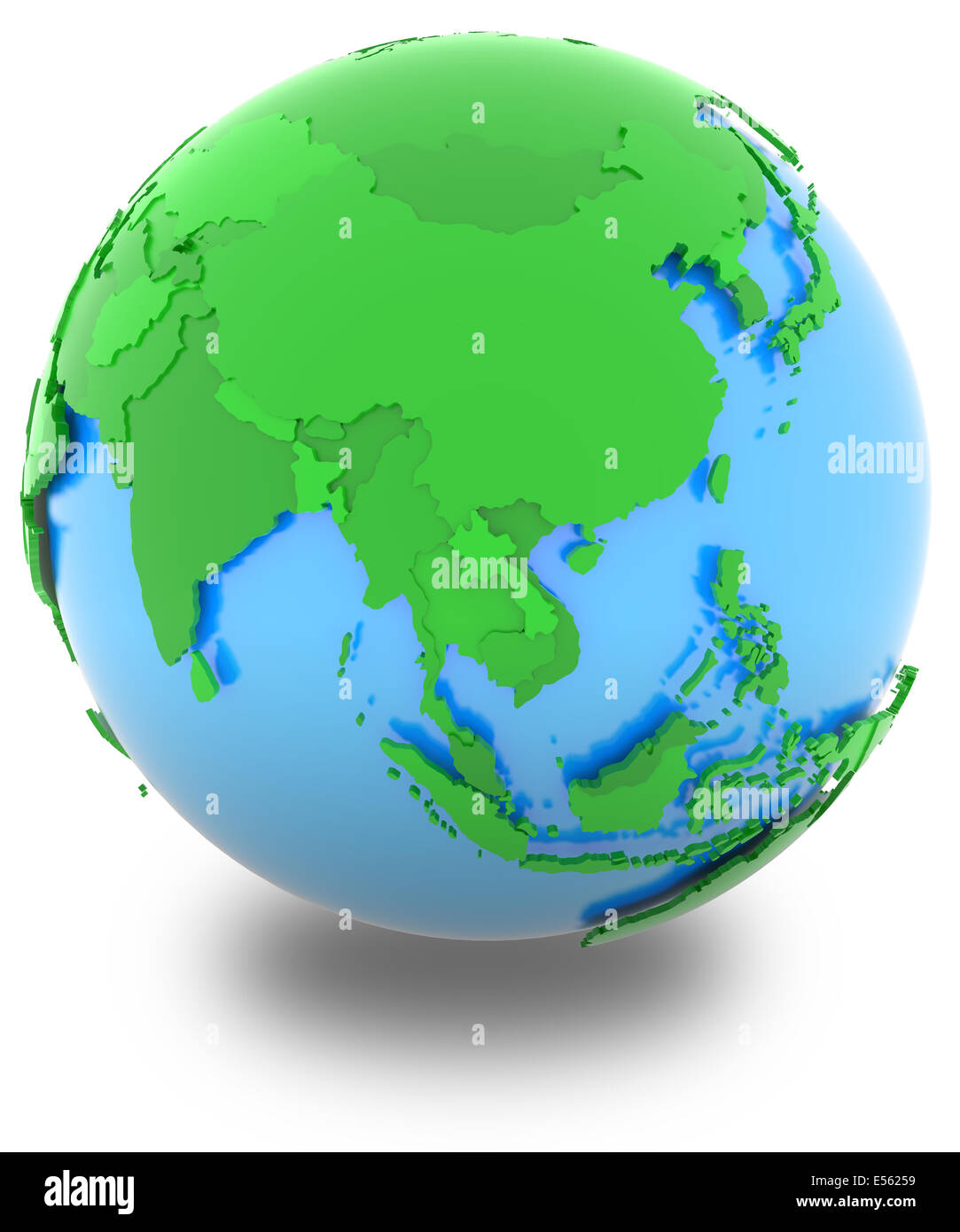 Asia, political map of the world with countries in different shades of ...