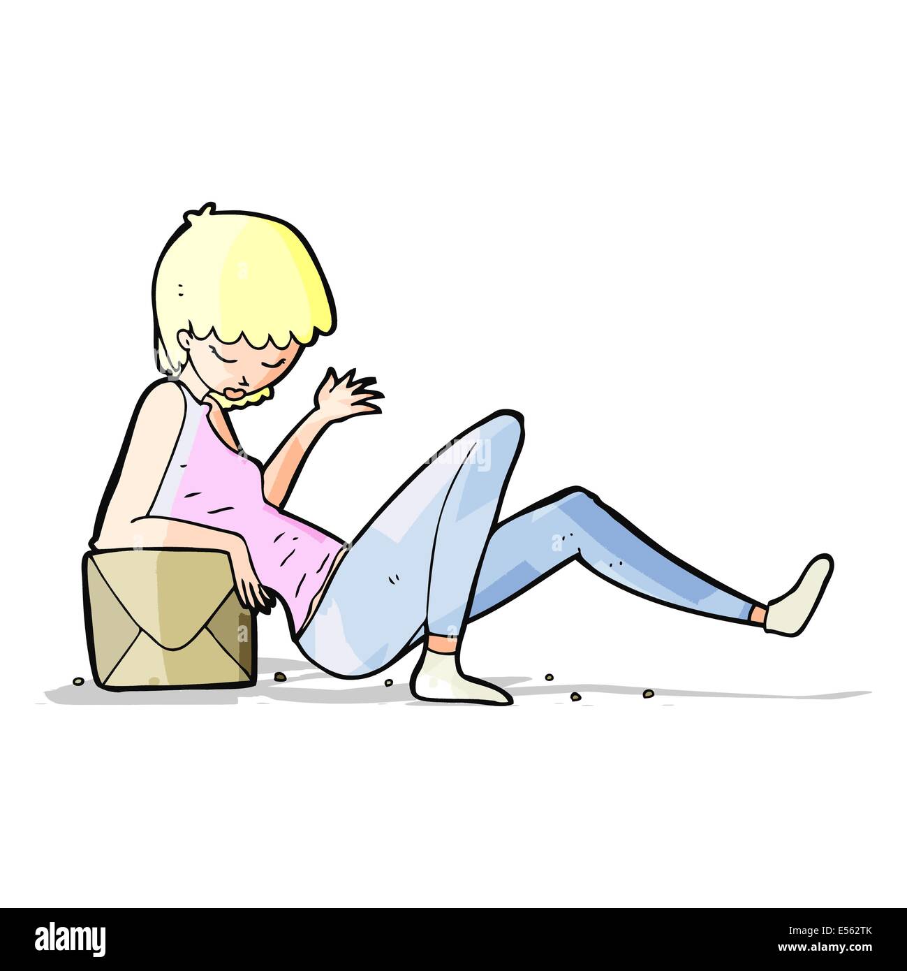 Cartoon illustration woman leaning on Stock Vector Images - Alamy