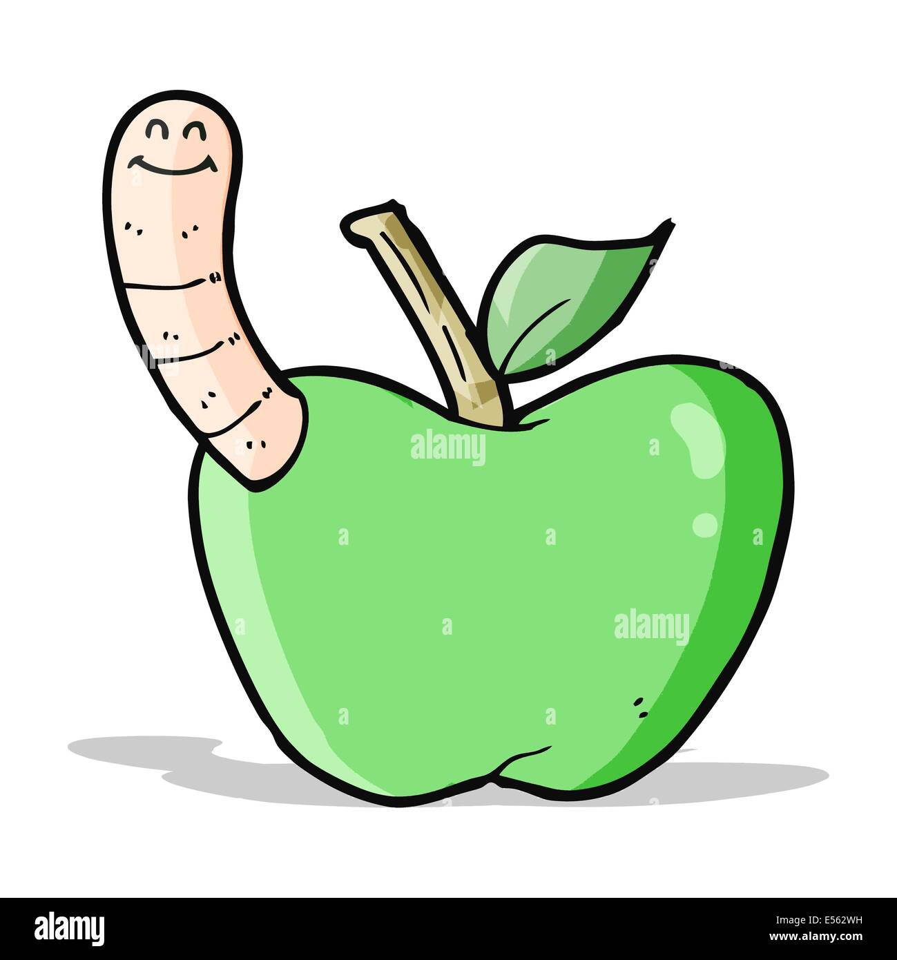 cartoon apple with worm Stock Vector Image & Art - Alamy