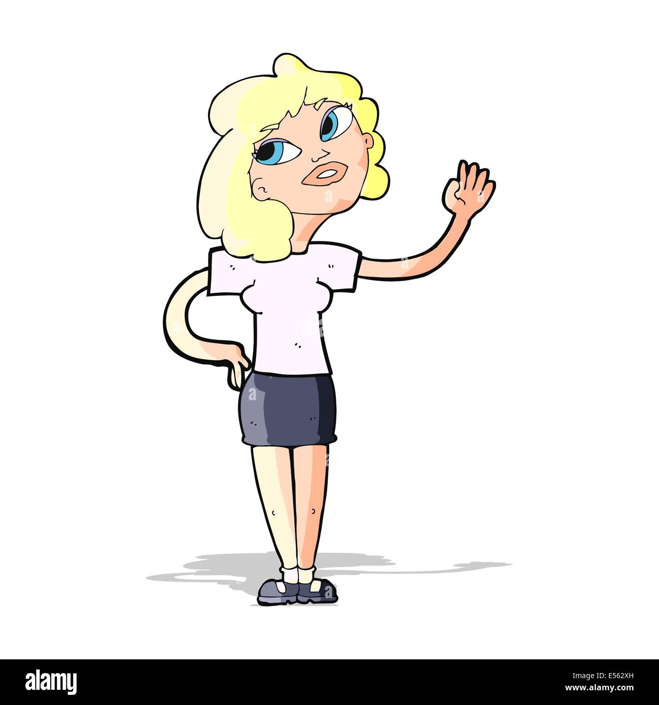 cartoon woman waving Stock Vector Image & Art - Alamy