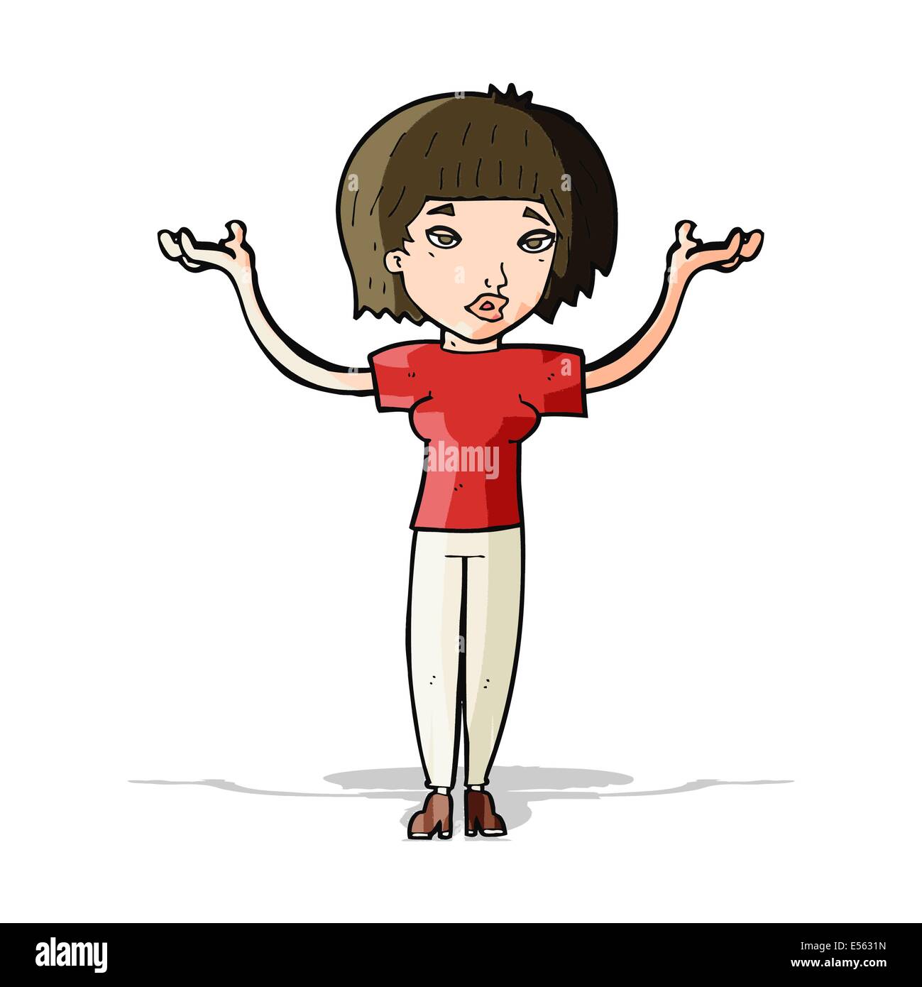 Cartoon woman shrugging shoulders Cut Out Stock Images & Pictures - Alamy