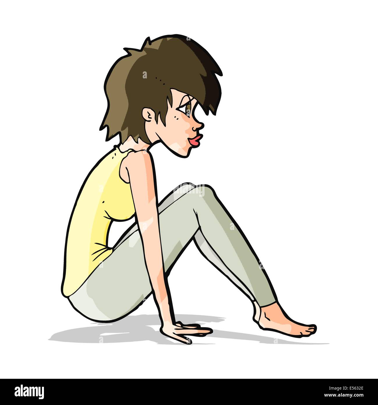 cartoon woman sitting Stock Vector Image & Art - Alamy