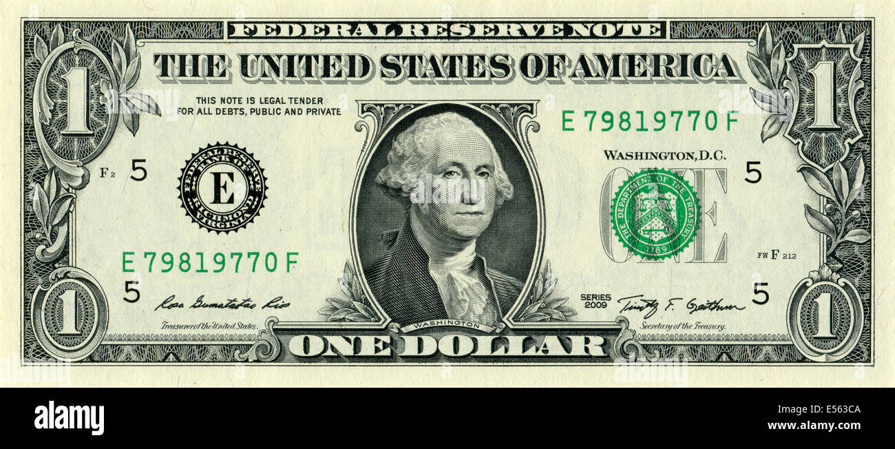 One dollar banknote pattern isolated on white background Stock Photo ...