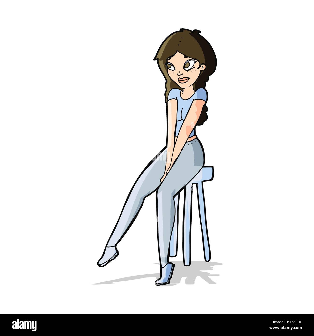cartoon pretty girl on stool Stock Vector Image & Art - Alamy