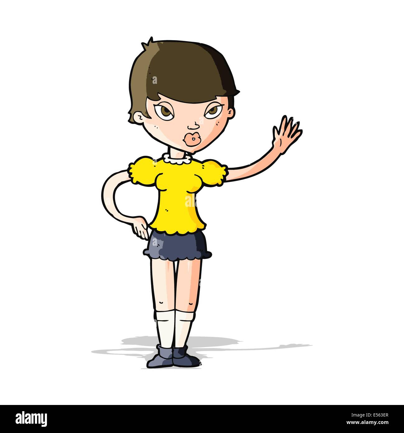 cartoon woman waving Stock Vector Image & Art - Alamy