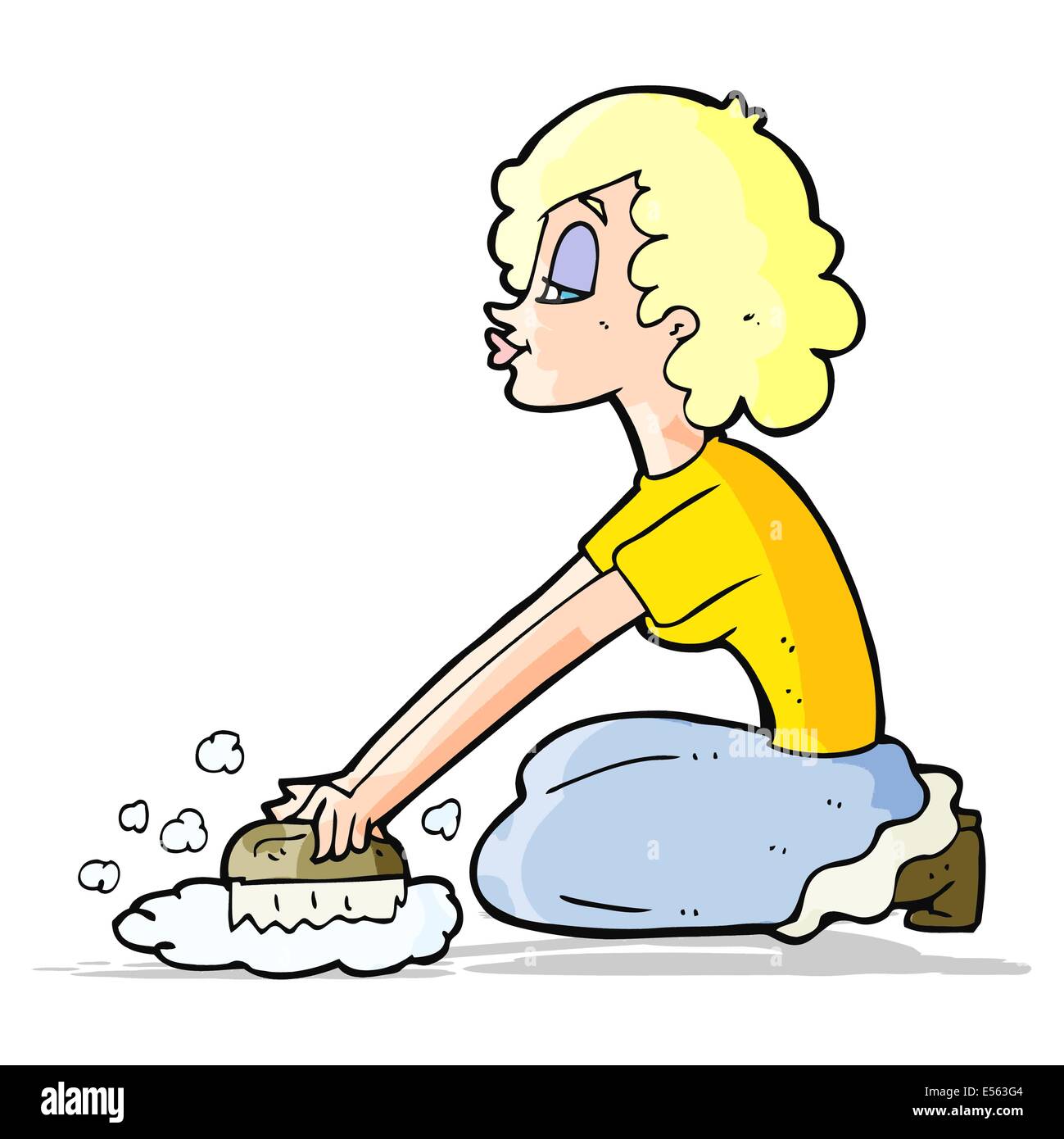 cartoon woman scrubbing floor Stock Vector Image & Art - Alamy