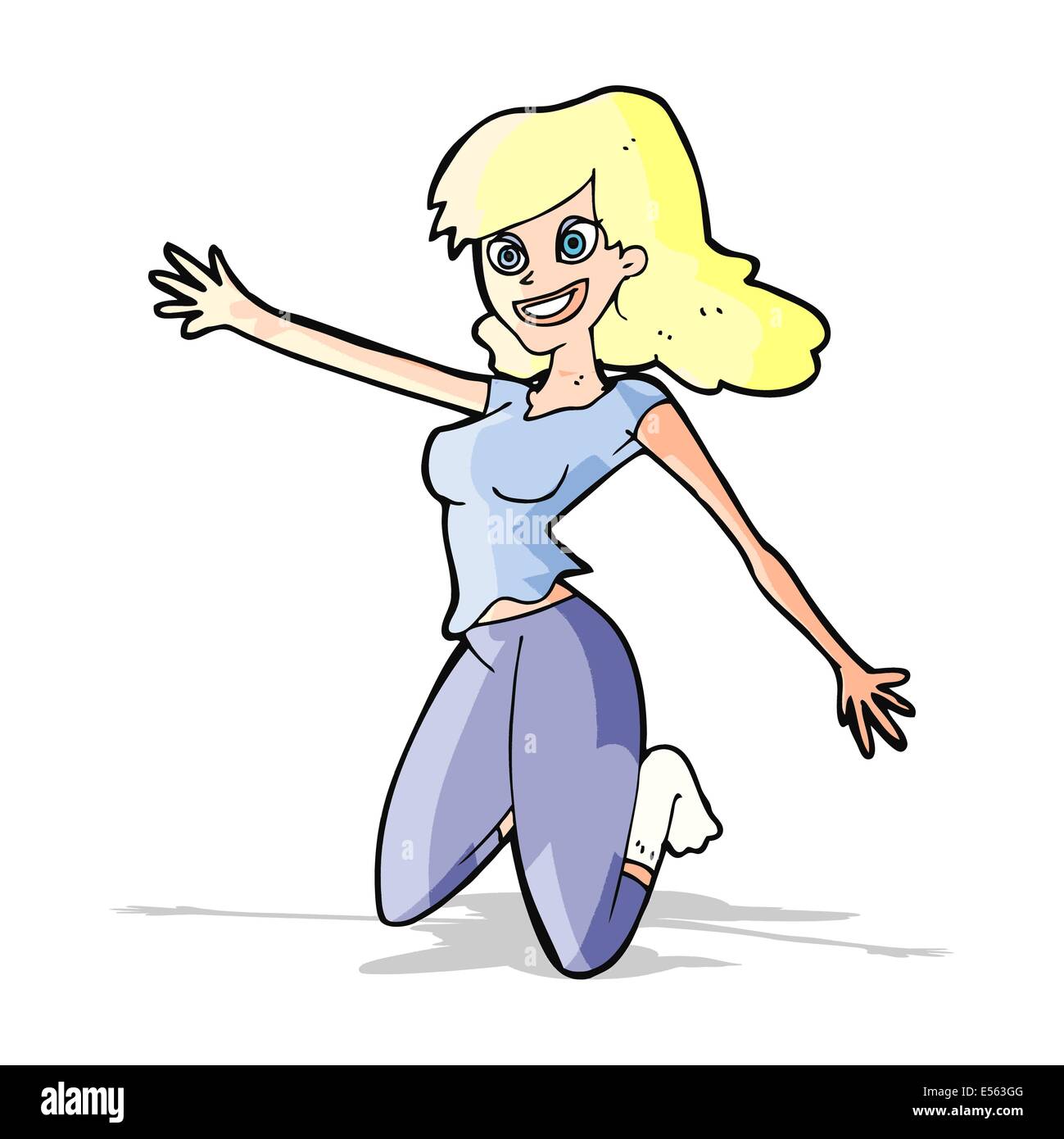 cartoon jumping woman Stock Vector Image & Art - Alamy