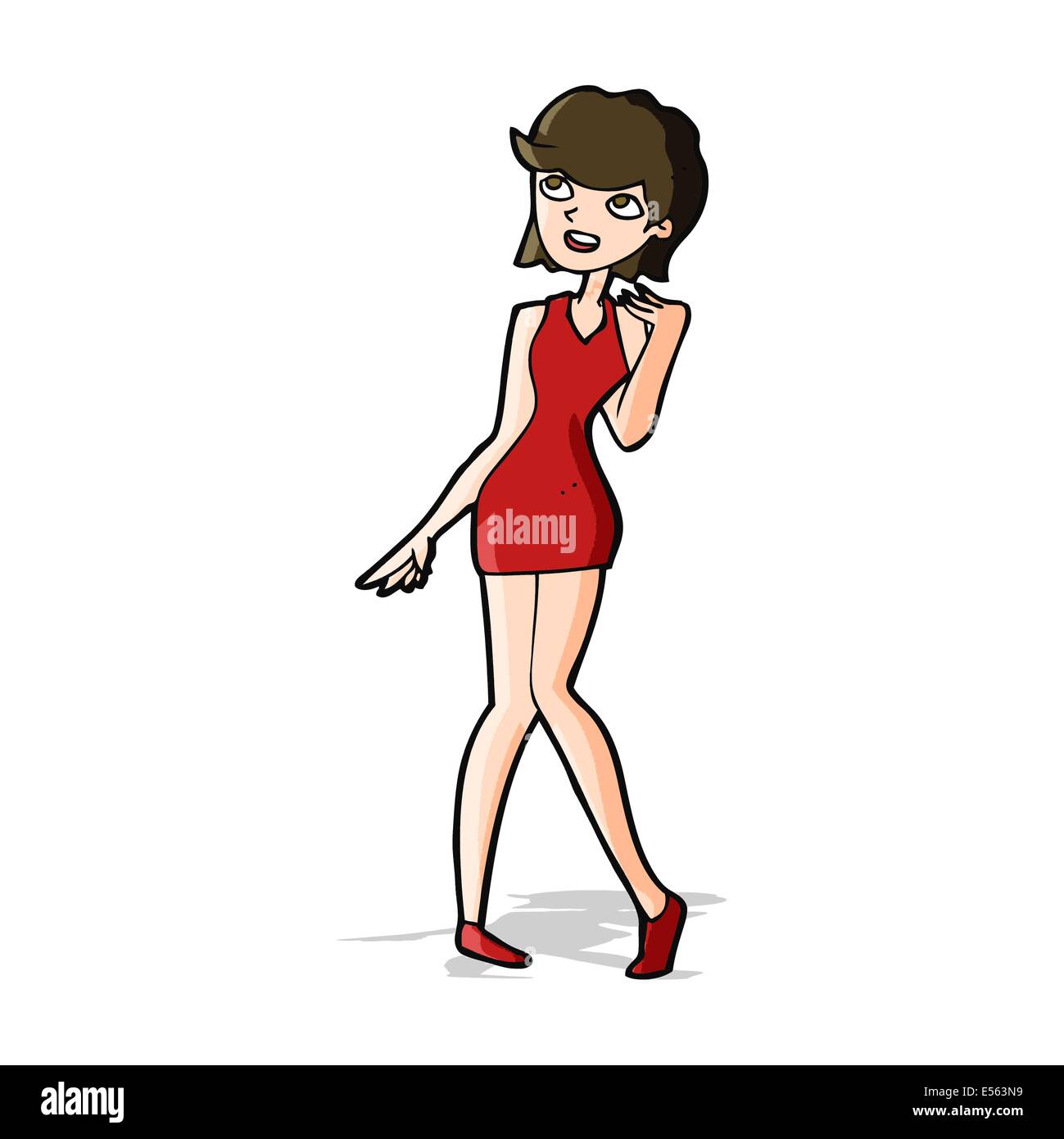 cartoon woman in cocktail dress Stock Vector Image & Art - Alamy