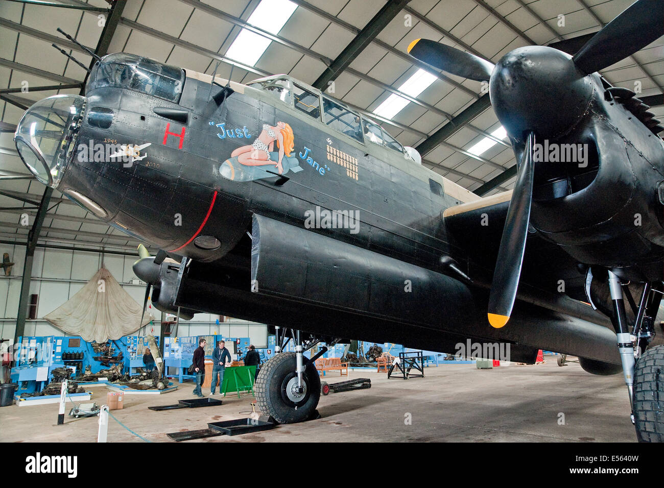 Lancaster NX611 Just Jane in her hangar at the ex-RAF airfield at East ...
