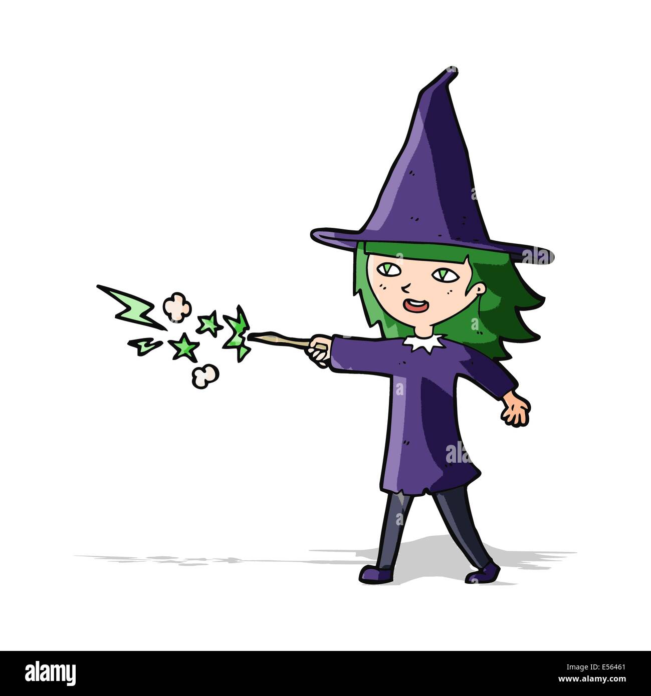 cartoon witch girl casting spell Stock Vector Image & Art - Alamy