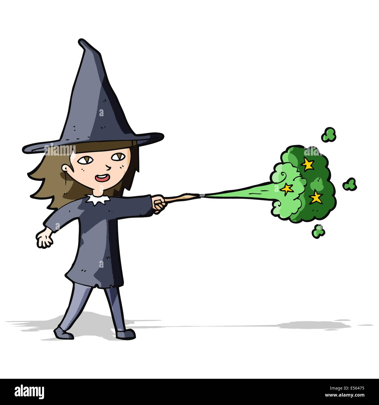 cartoon witch girl casting spell Stock Vector Image & Art - Alamy