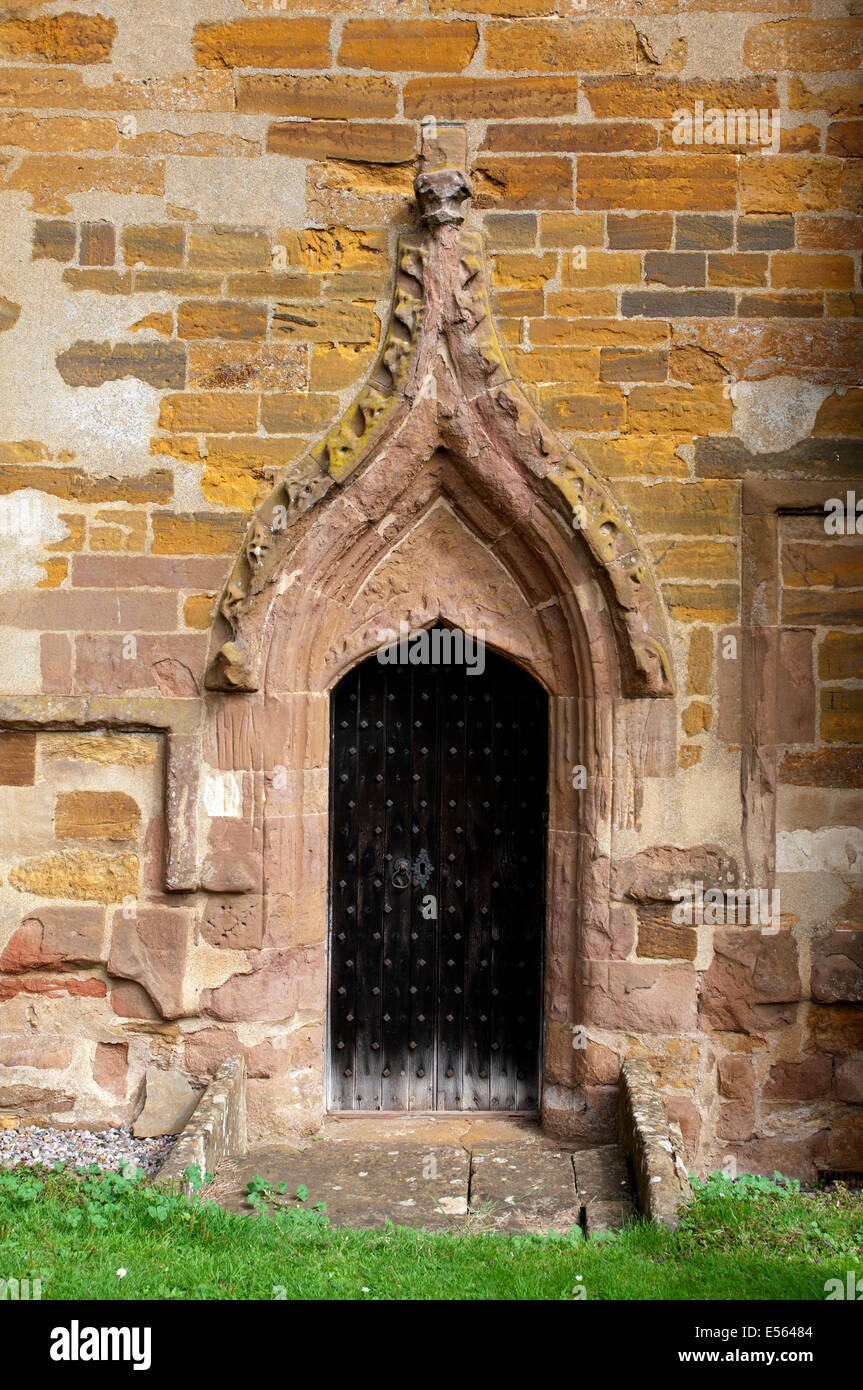 Priest`s door in St. Margaret`s Church, Crick, Northamptonshire ...