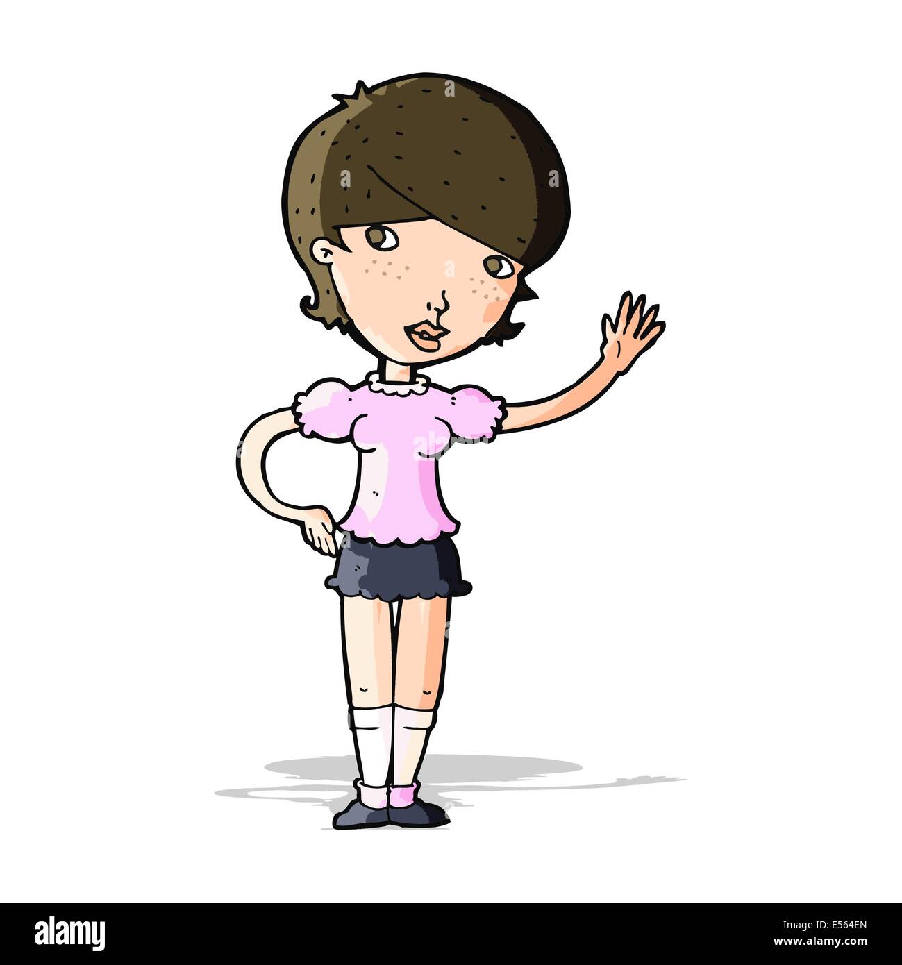 cartoon girl waving Stock Vector Image & Art - Alamy
