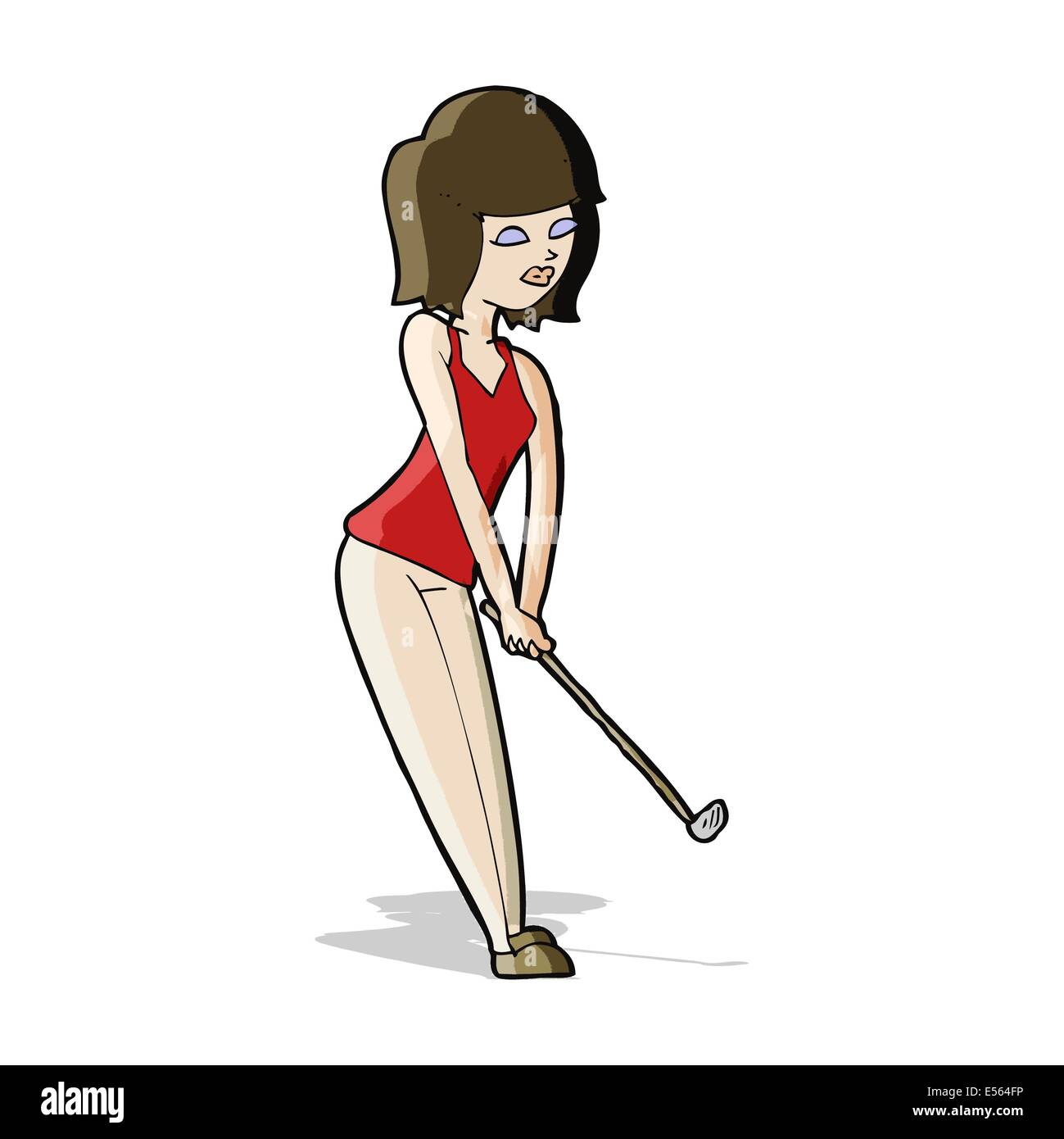 cartoon woman playing golf Stock Vector Image & Art - Alamy