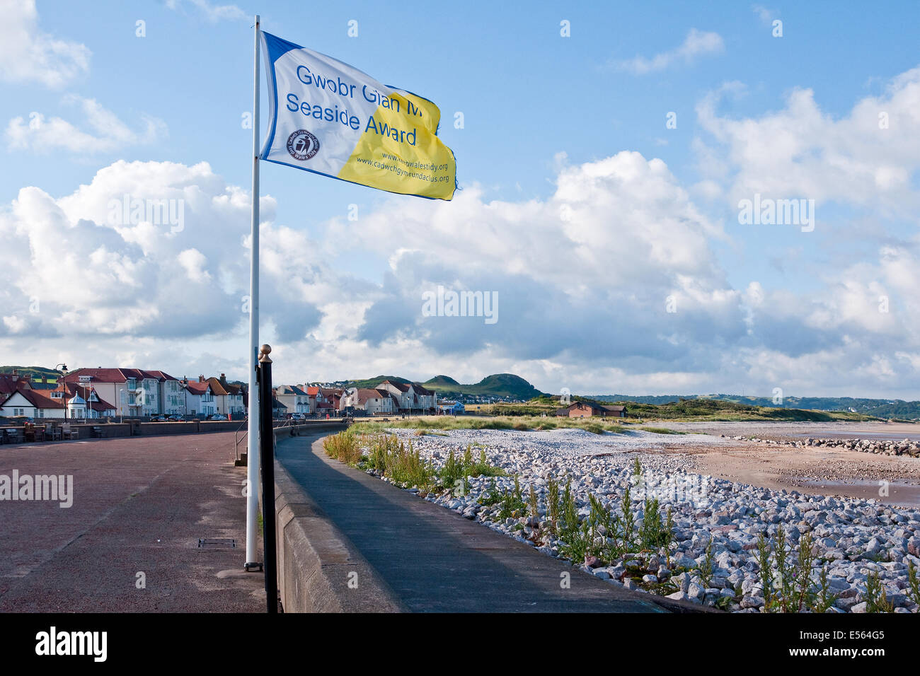 West Shore beach with clean beach award flag flying, Llandudno, North ...