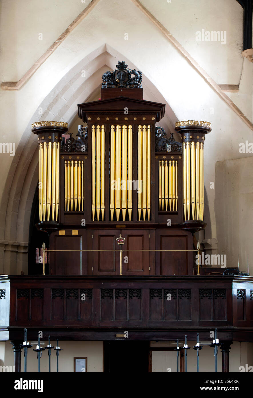The organ in St. Margaret`s Church, Crick, Northamptonshire, England ...