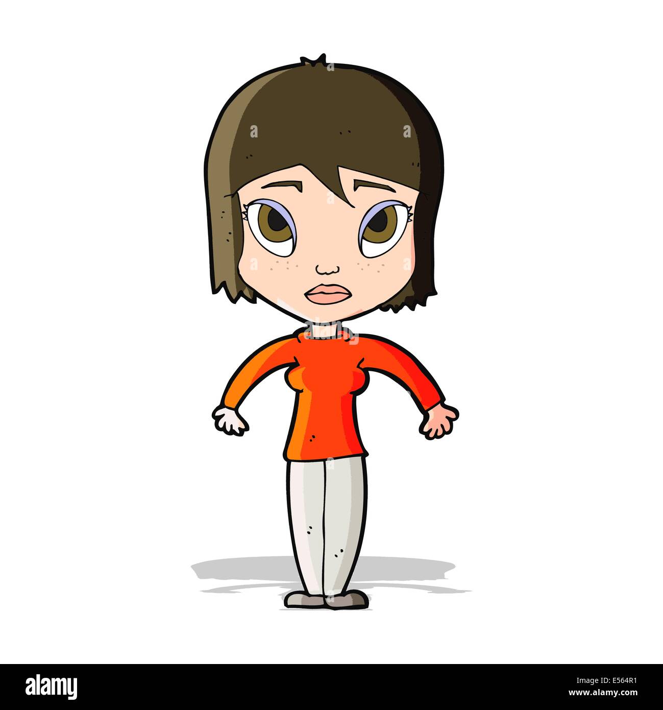 Cartoon woman shrugging shoulders Cut Out Stock Images & Pictures - Alamy