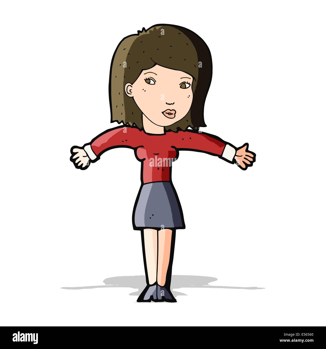 Cartoon woman shrugging shoulders Cut Out Stock Images & Pictures - Alamy