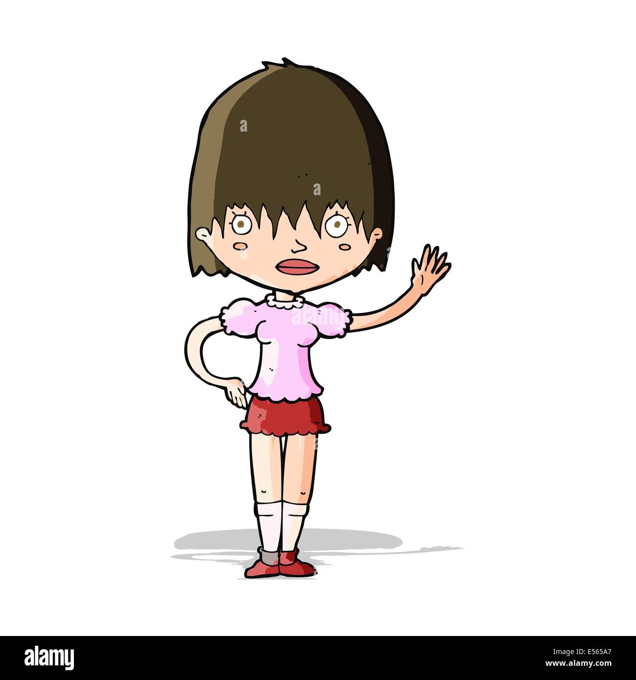 cartoon waving woman Stock Vector Image & Art - Alamy